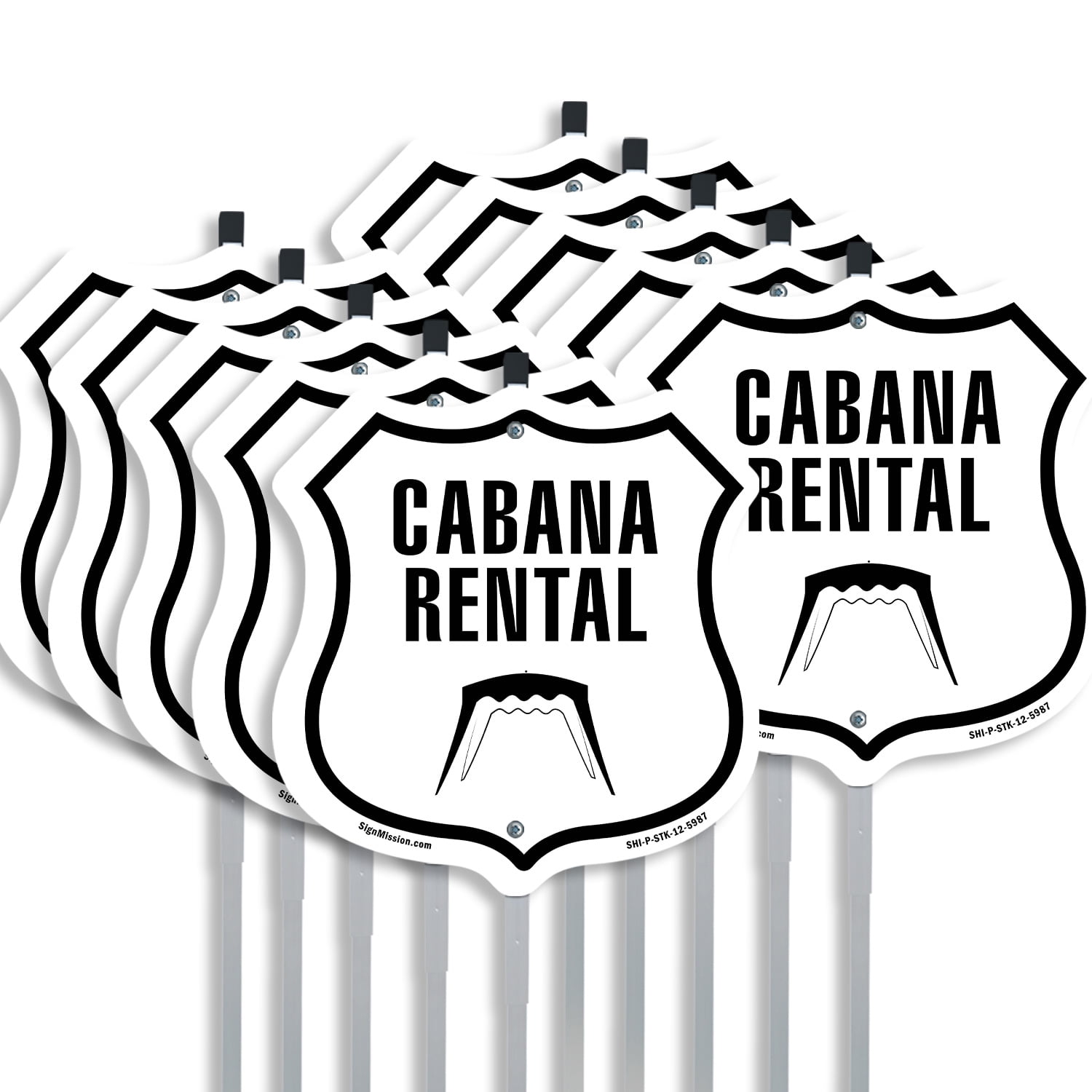 Cabana Rental (10 Pack) 12 inch X 12 inch Shield Shaped Commercial ...