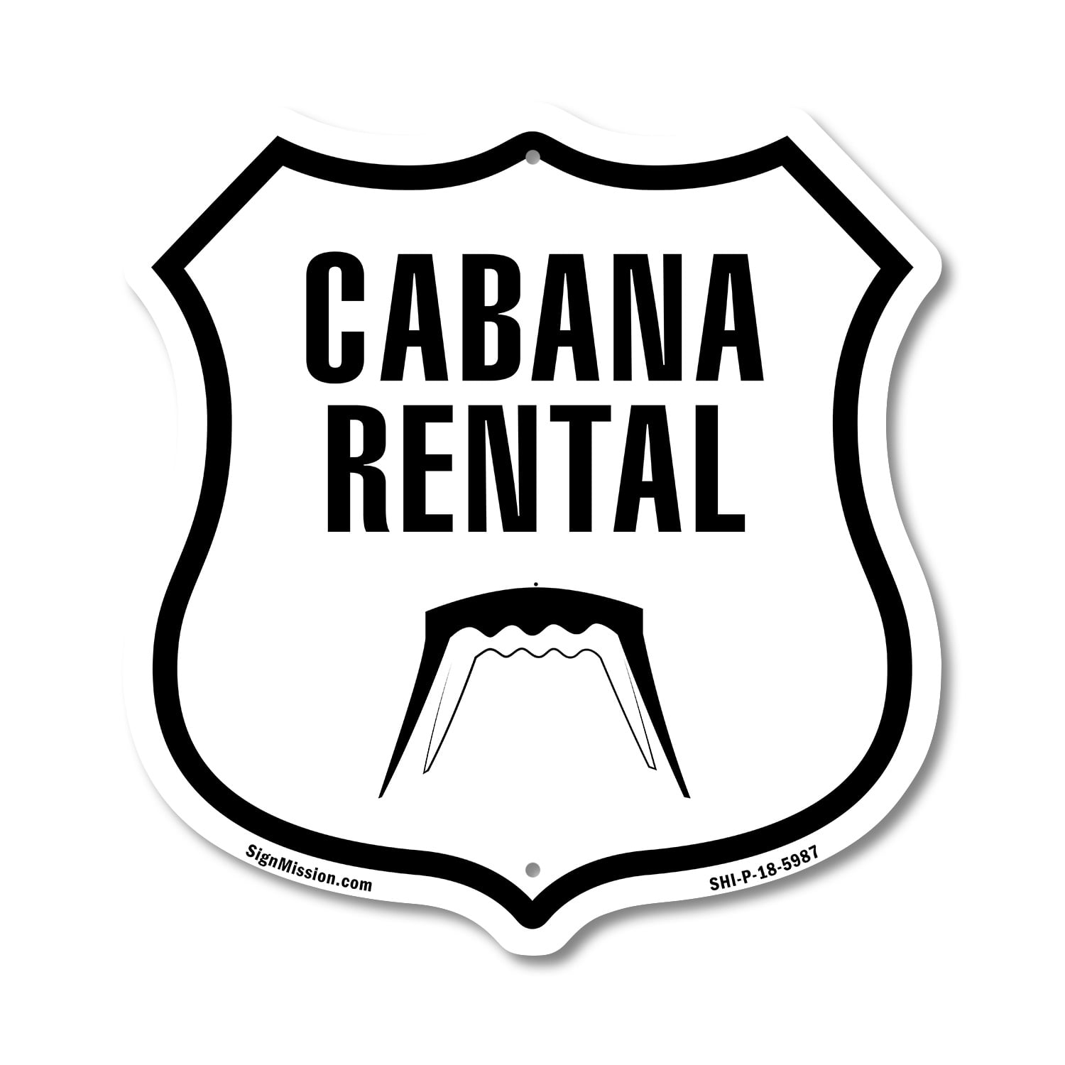 Cabana Rental 12 inch X 12 inch Shield Shaped Commercial Grade Plastic ...
