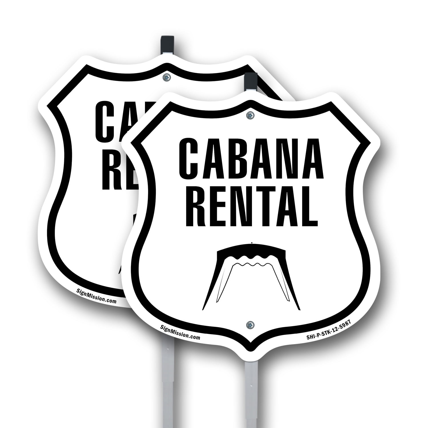 Cabana Rental (2 Pack) 12 inch X 12 inch Shield Shaped Commercial Grade ...