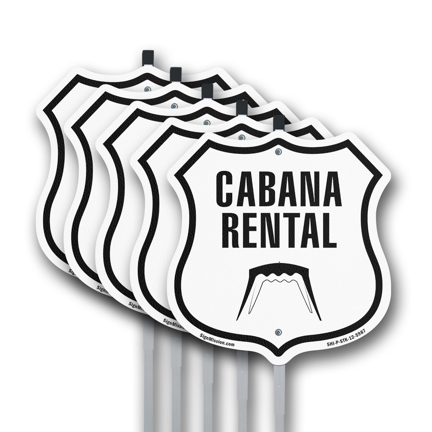 Cabana Rental (5 Pack) 12 inch X 12 inch Shield Shaped Rust-Free ...