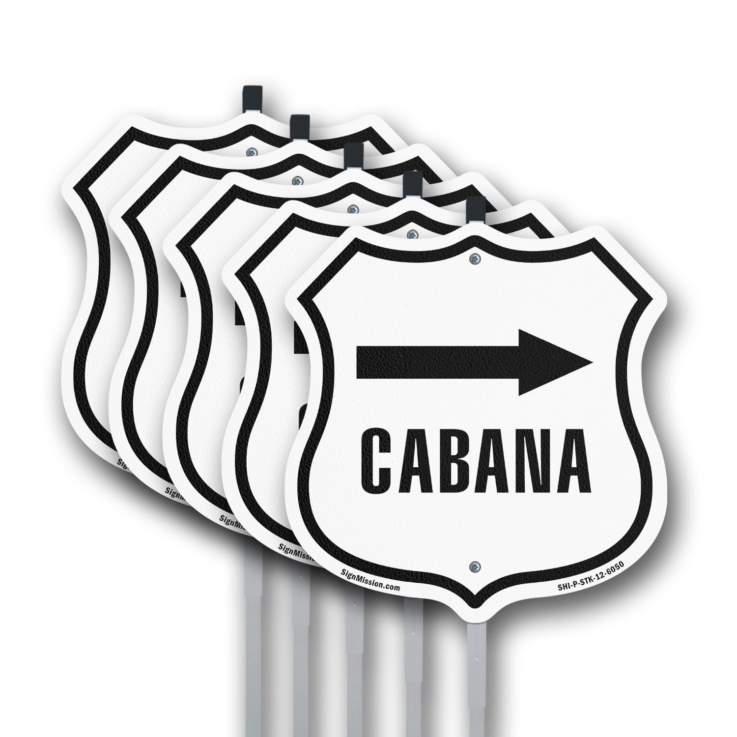 Cabana Right (5 Pack) 12 inch X 12 inch Shield Shaped Rust-Free Aluminum Metal Signs with ...