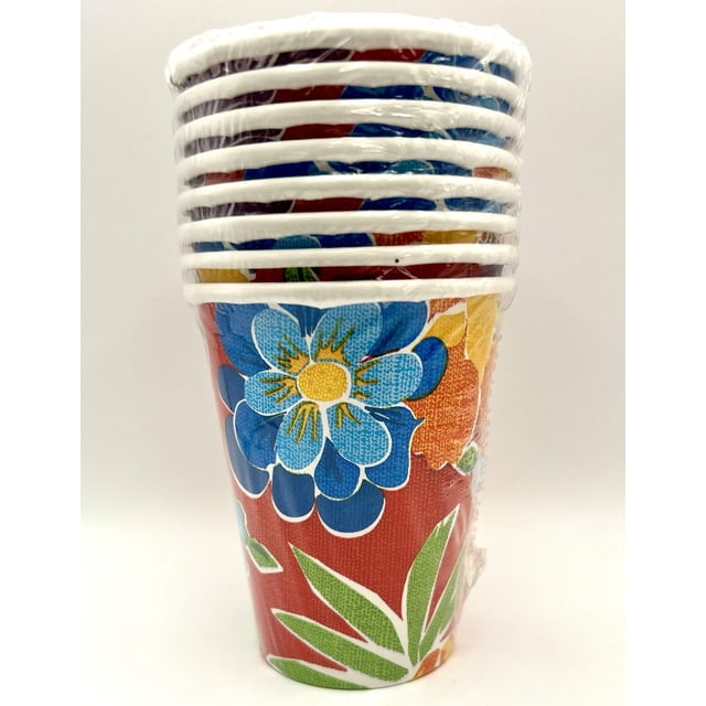 Cabana Rio Fruit & Flowers Tropical Summer Luau Beach Party 9 oz. Paper ...