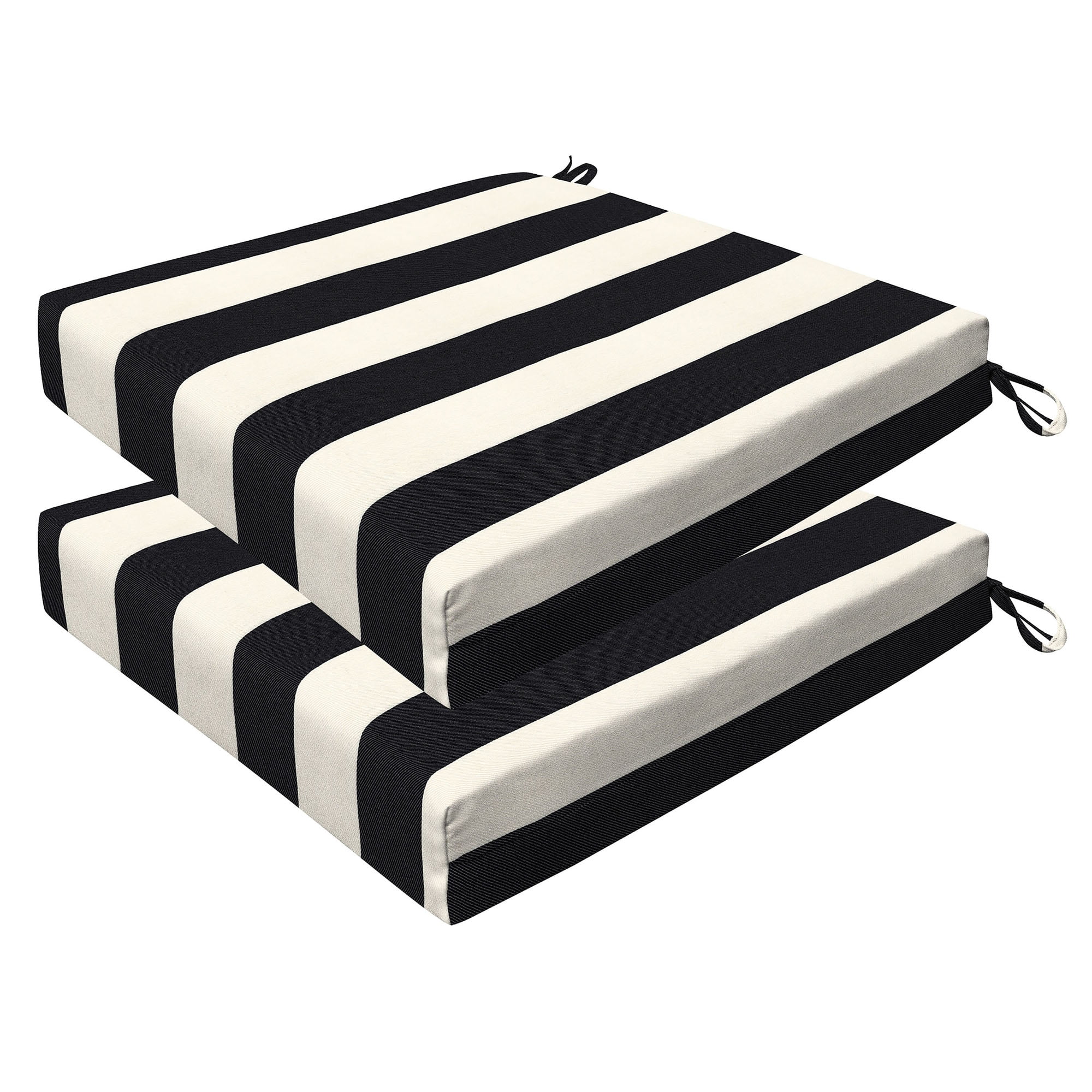 Cabana Stripe Black & Ivory Premium Dining Seat Cushion (2-Pack ...