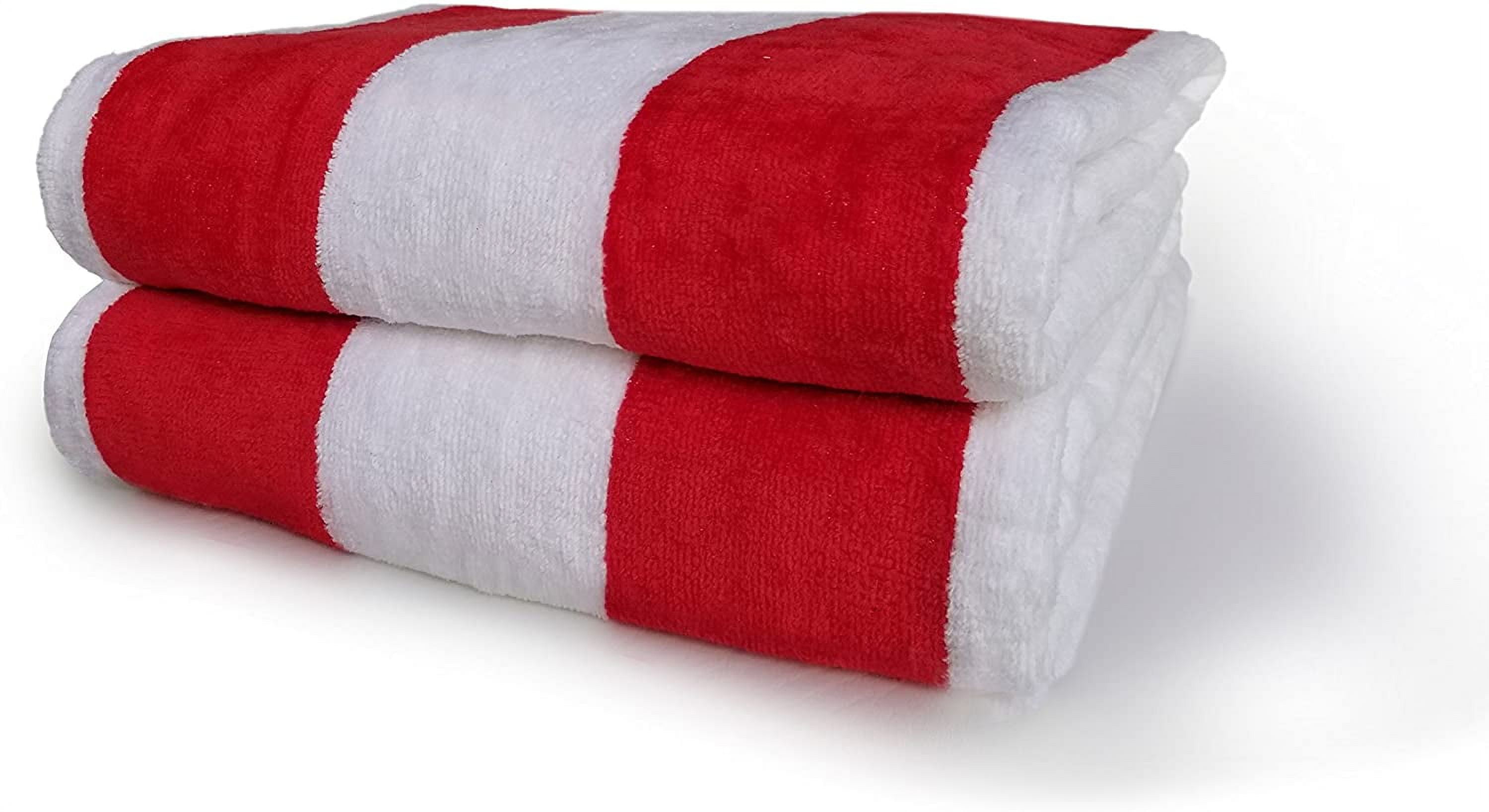 Cabana Striped Beach Towels 30x60 2-Pack (Salsa Red) Terry Velour 11.7 ...