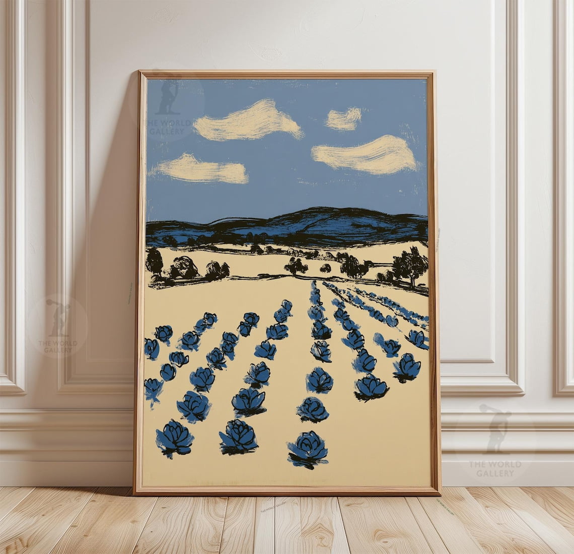 Cabbage Field Poster Farm Landscape Art Minimal Japanese Wall Decor ...
