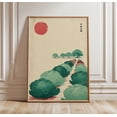 Cabbage Field Sunrise Japanese Style Landscape Linocut Poster Art ...