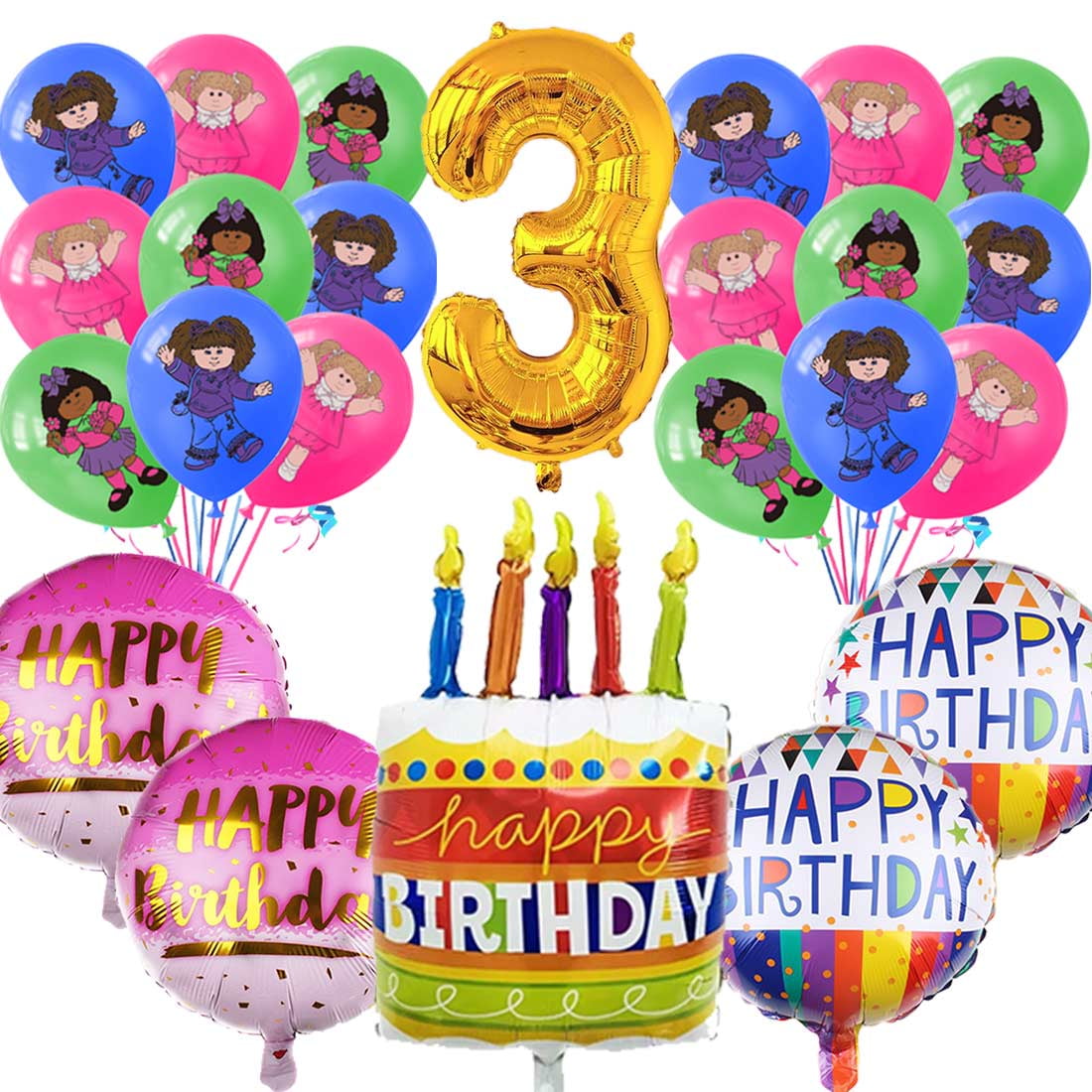 Cabbage Patch Kids Balloons Party Supplies 3rd Big Number Decorations Decor Kit Birthday ...