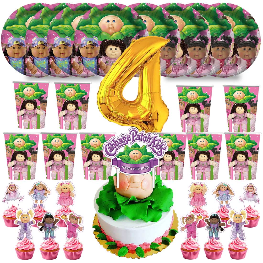 Cabbage Patch Kids Birthday 4th Cups Party Supplies Plates Fans ...