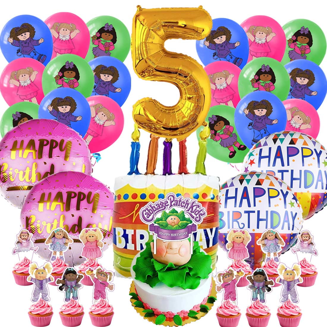 Cabbage Patch Kids Party Supplies 5th Decor Kit Balloons Birthday Cake Topper Decorations ...