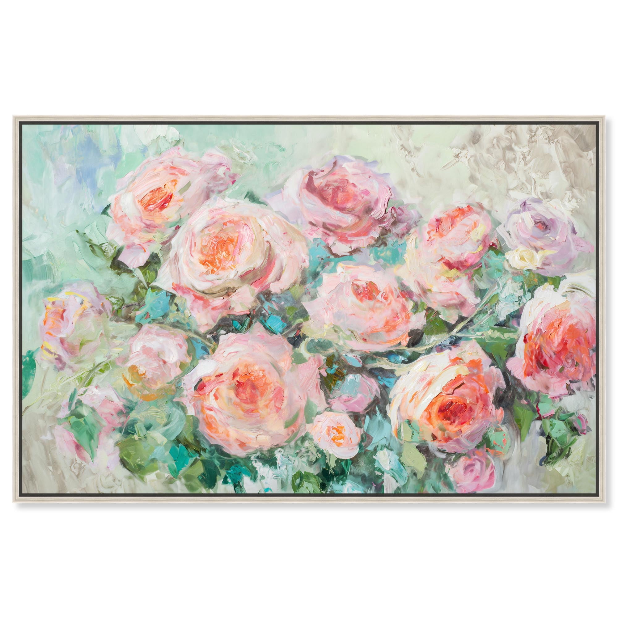 Cabbage Rose Charm Canvas Floral Wall Art by Art Remedy, Silver Frame ...