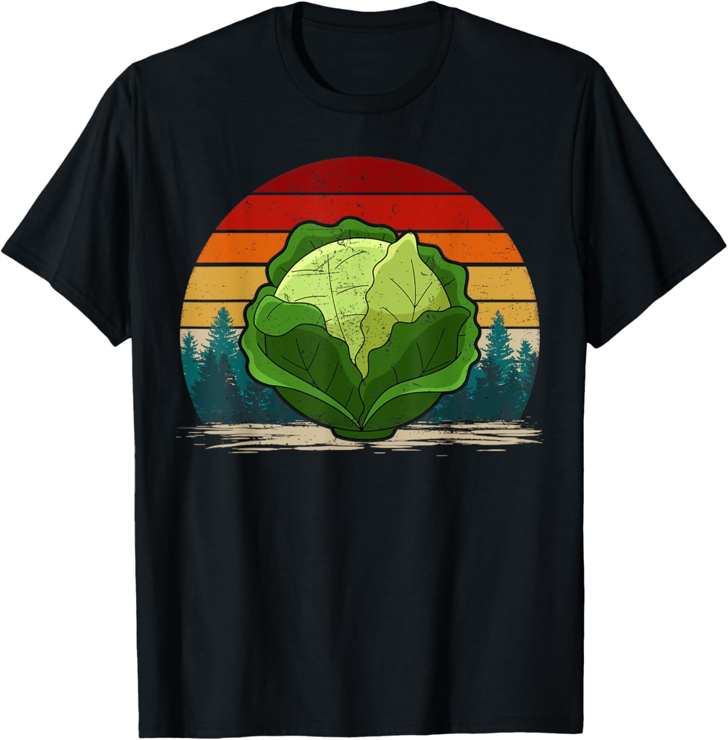Cabbage Vegetable Vintage Style Distressed Retro Cabbage T-Shirt ...