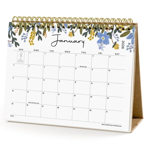 Cabbrix Standing Flip Desktop Calendar Covers 12 Months Runs from ...