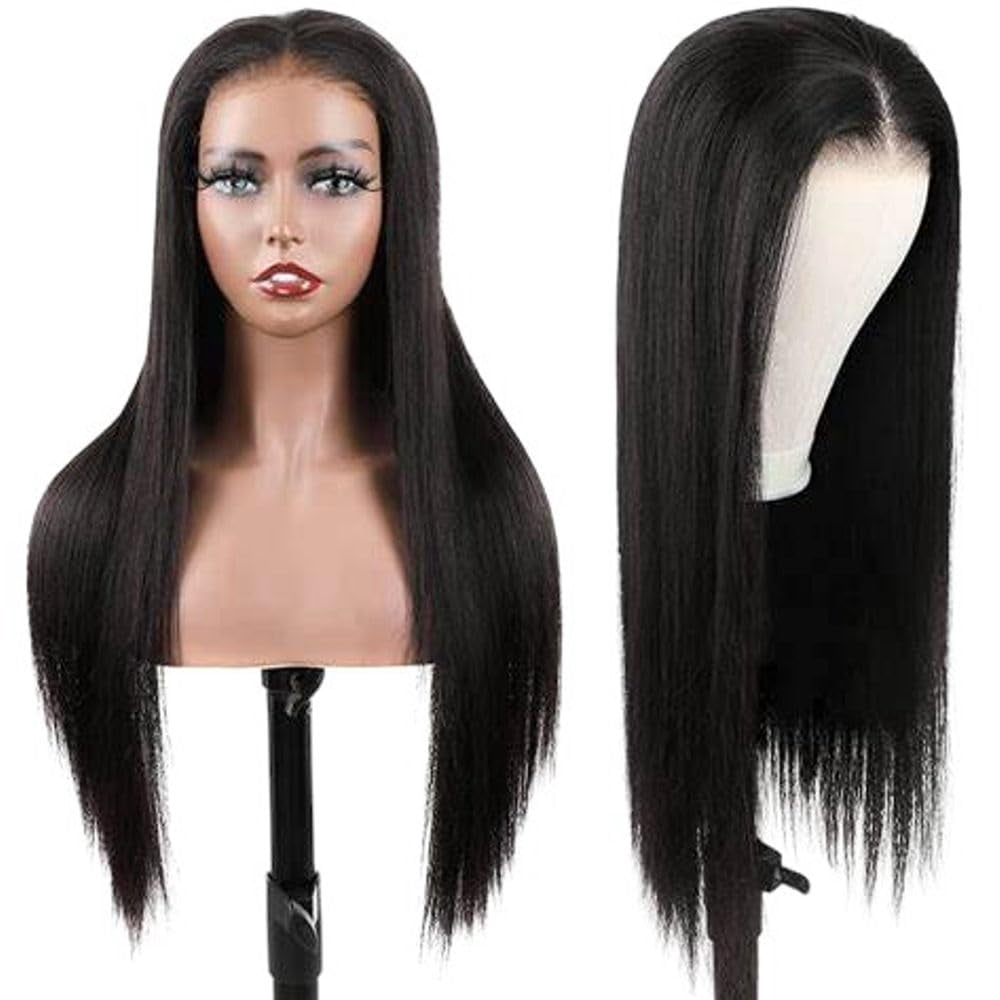 Cabello 26 Inch Real Human Hair Wig for Women, Natural Straight Black ...