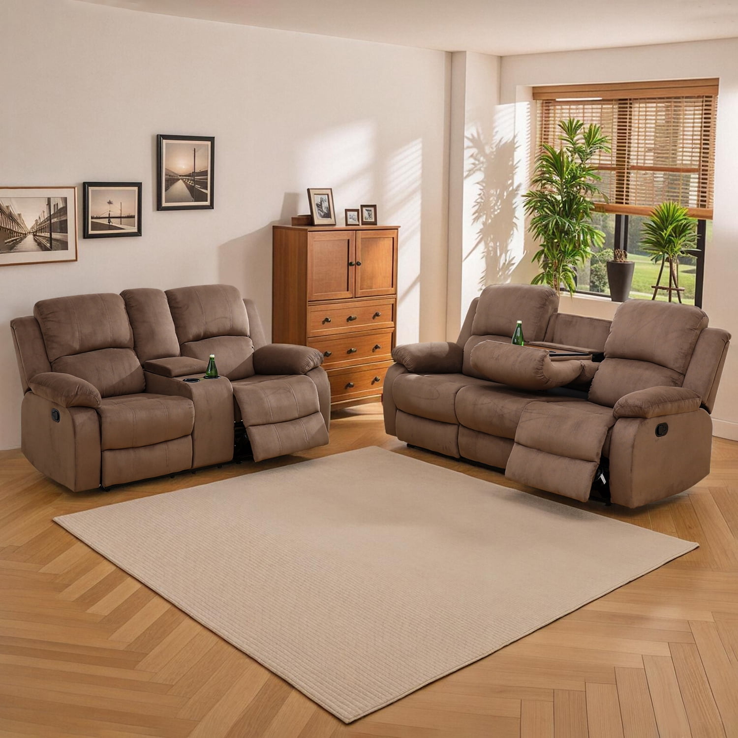 Caberryne Recliner Couch Set with 4 Recliners for Living Room Furniture ...