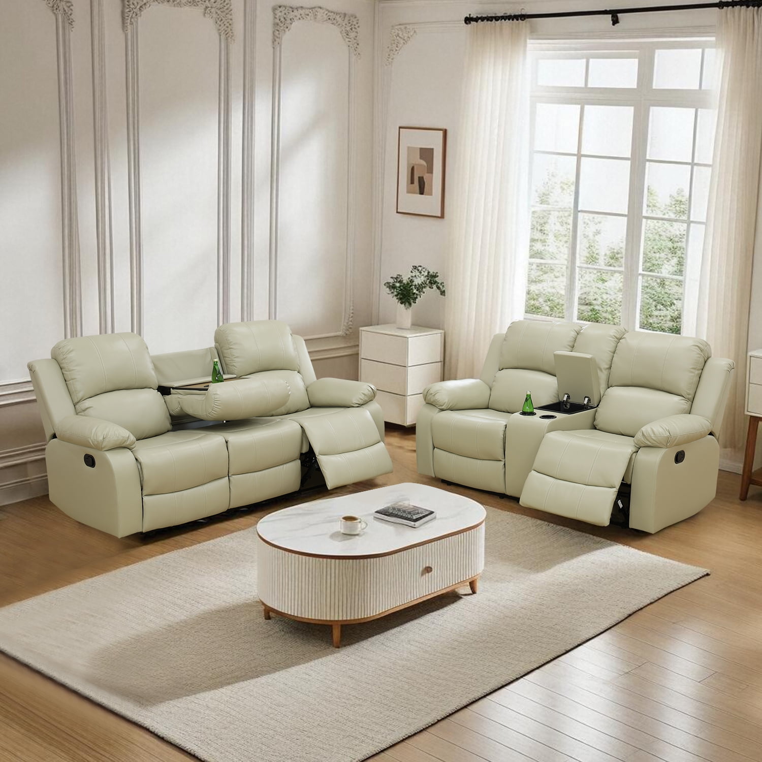 Caberryne Recliner Couch Set with 4 Recliners for Living Room Sets ...