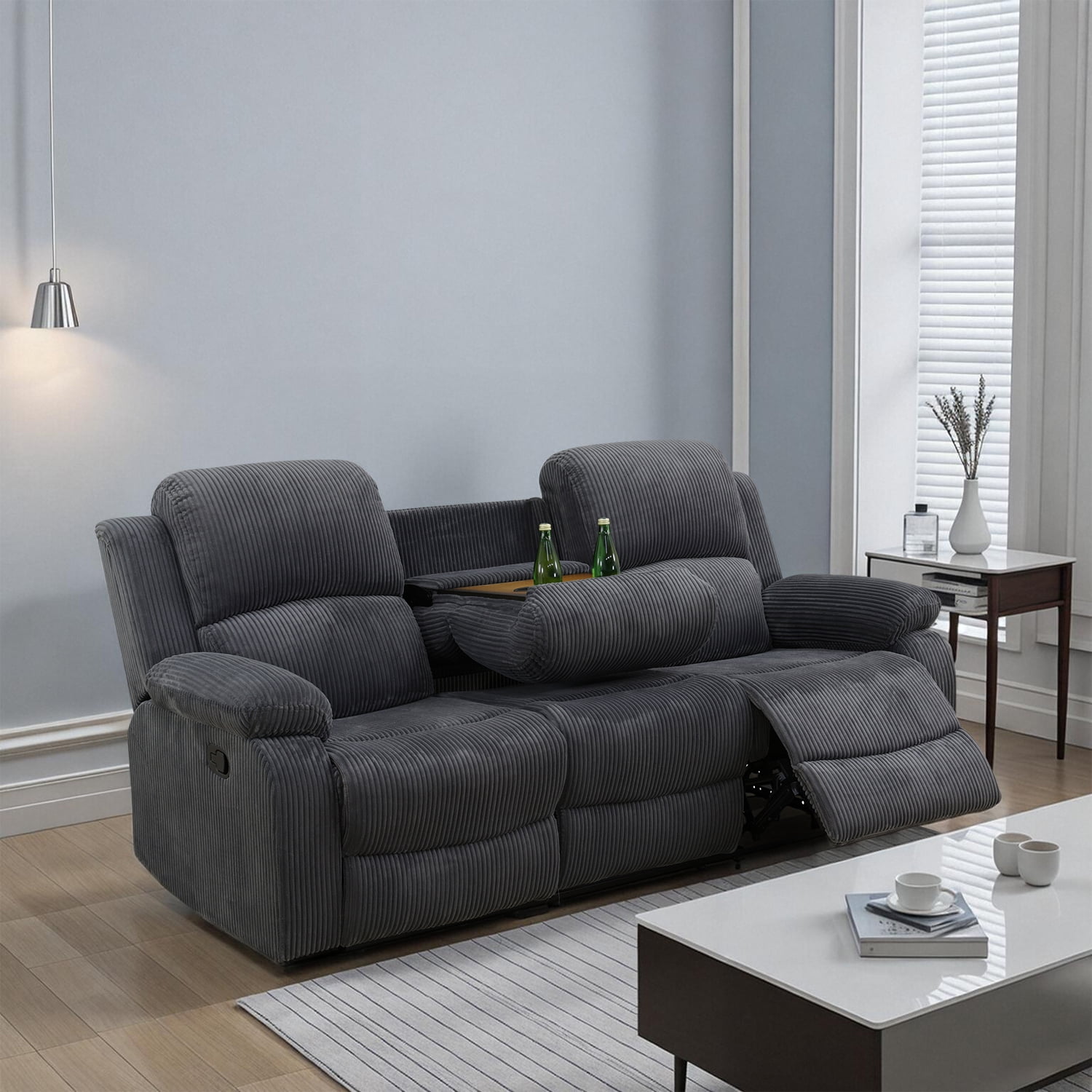 Caberryne Recliner Sofa with 2 Recliners for Living Room Furniture Sets ...