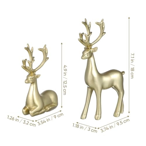Cabilock Christmas Reindeer Statues Golden : Gold Resin Deer Miniature ...
