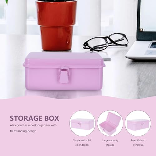 Cabilock Metal Hinged Tin Box Container Tinplate Storage Box with Lock ...