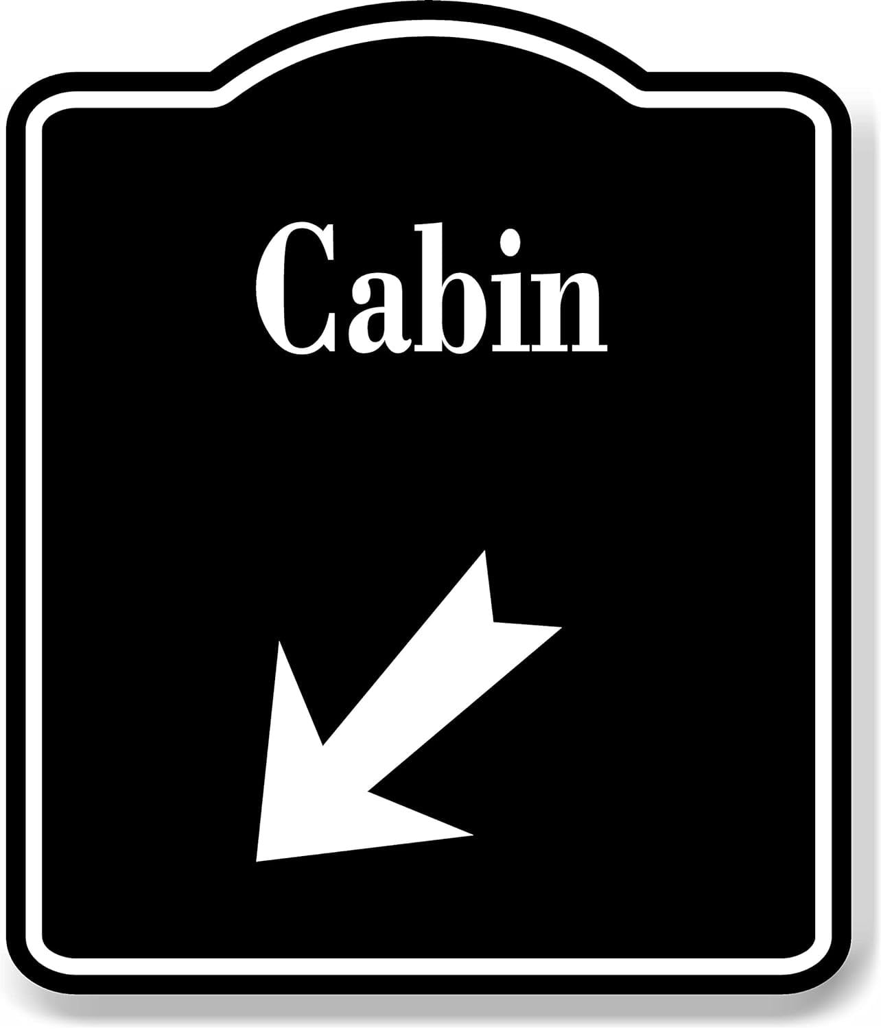 Cabin 45 Degree Down Left Arrow BLACK Aluminum Composite Sign, 8.5"x10 ...