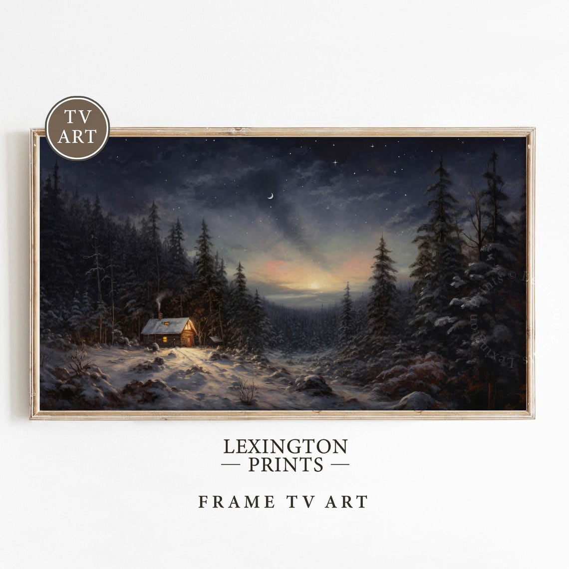 Cabin Art Frame Tv Art Forest Wall Art Landscape Painting Wall Art ...