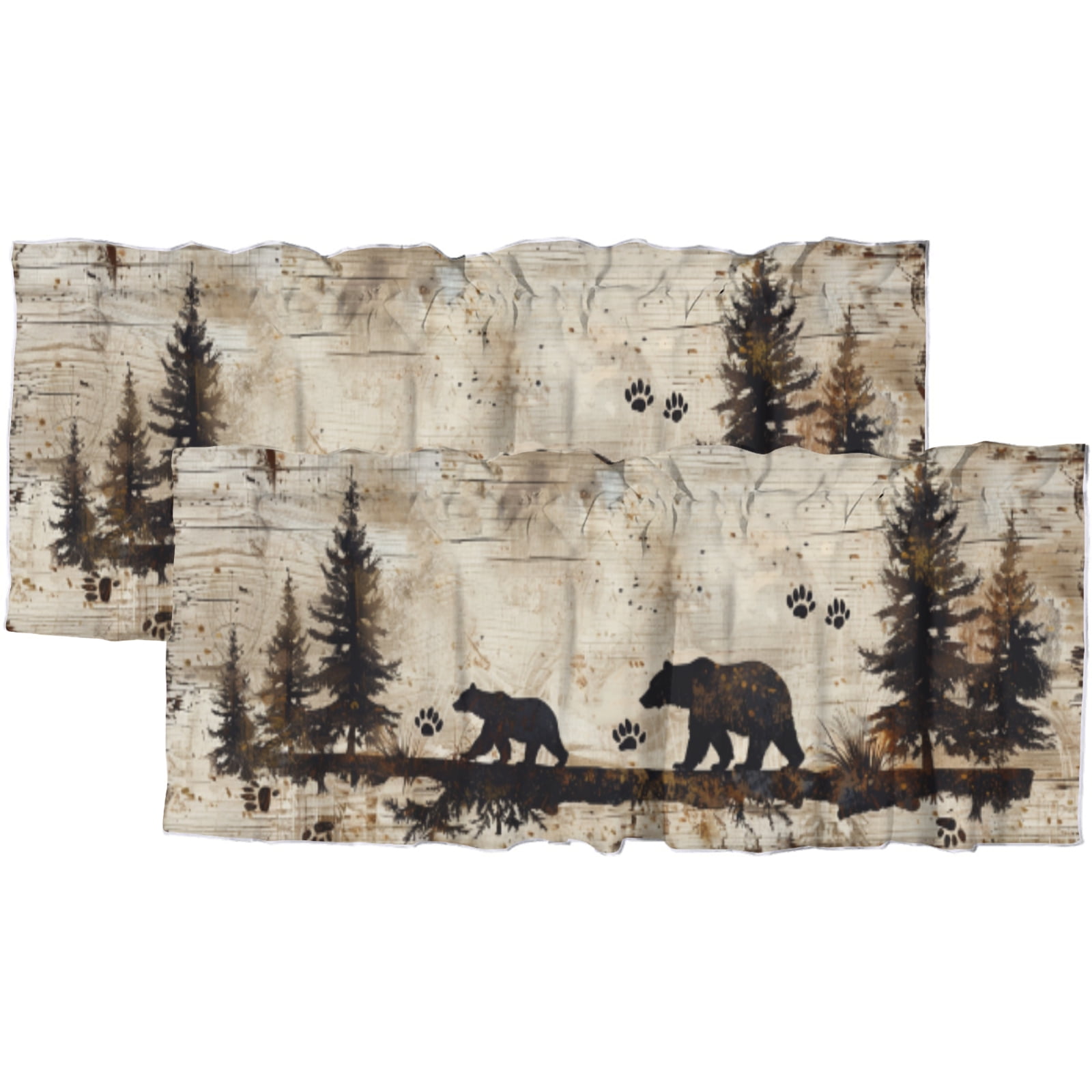 Cabin Bear Curtains Valances for Home Decor Rustic Farmhouse Wooden ...