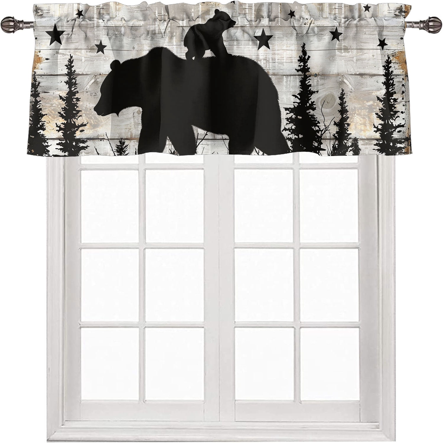 Cabin Bear Curtains Valances for Home Decor Rustic Farmhouse Wooden ...