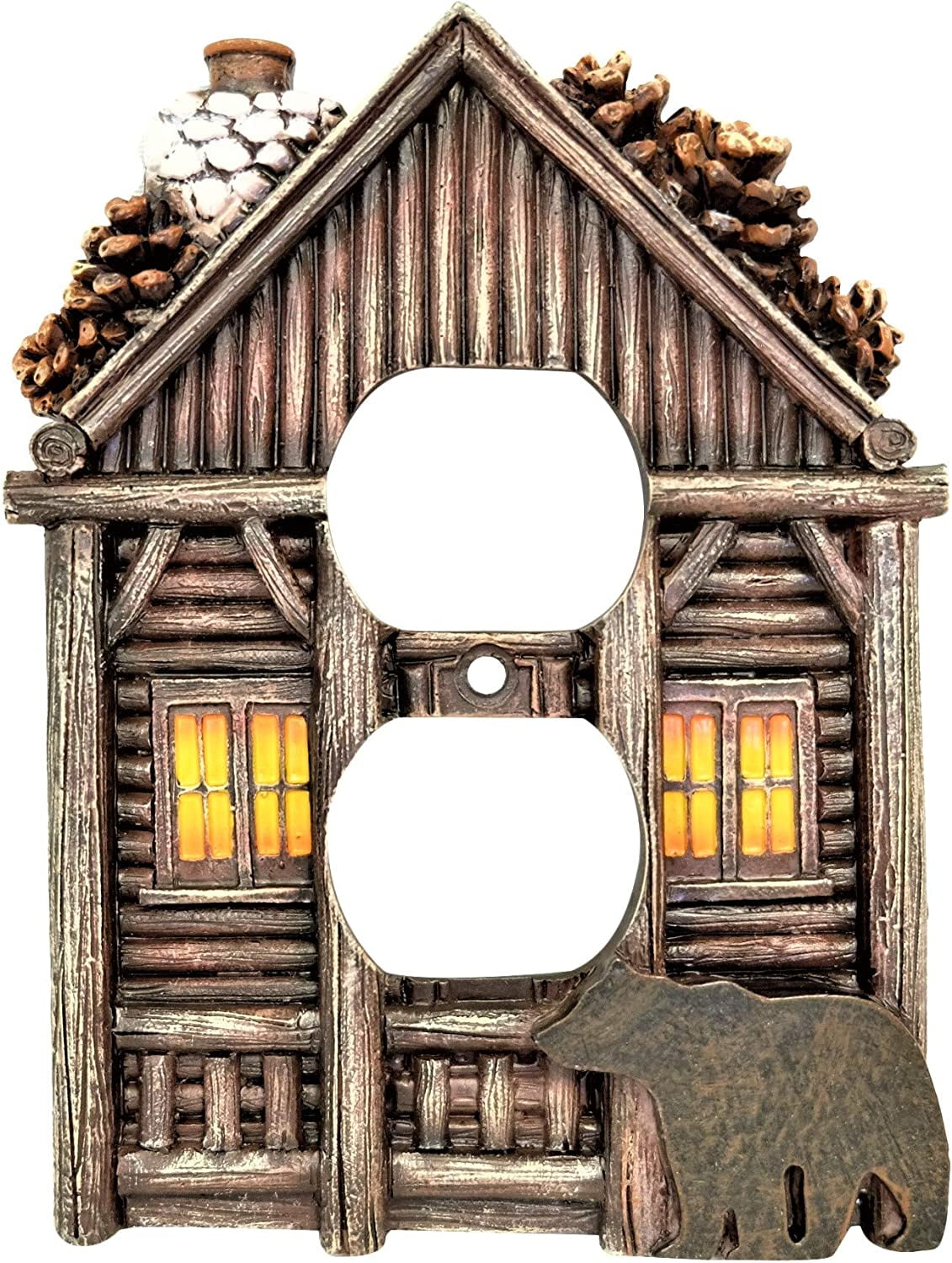 Cabin Bear Double Light Outlet Receptacle Electrical Wall Plate Home Lodge Decor - Walmart.com