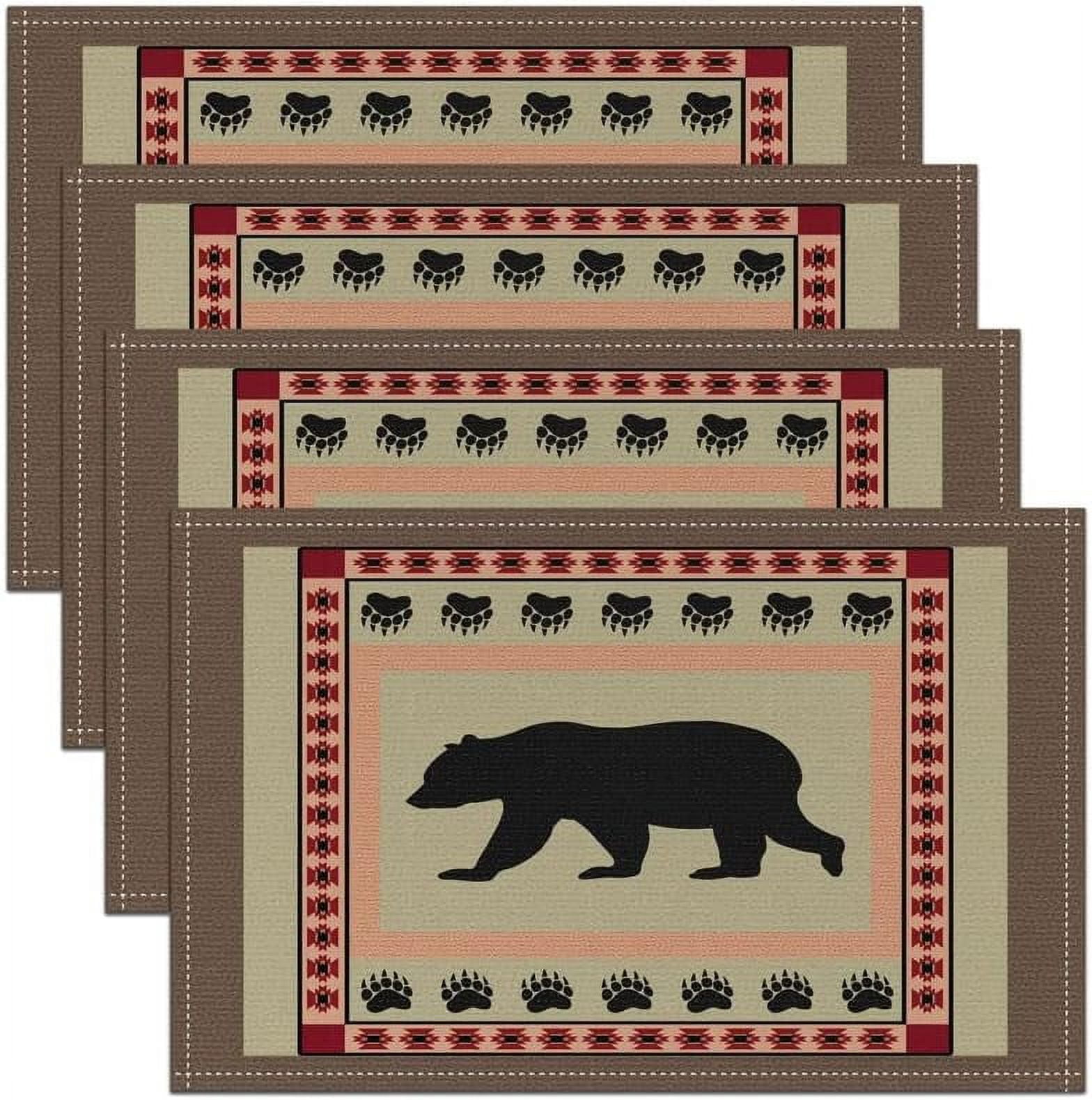 Cabin Bear Washable Fabric Decoration Table Mats Placemat Wild Animal ...