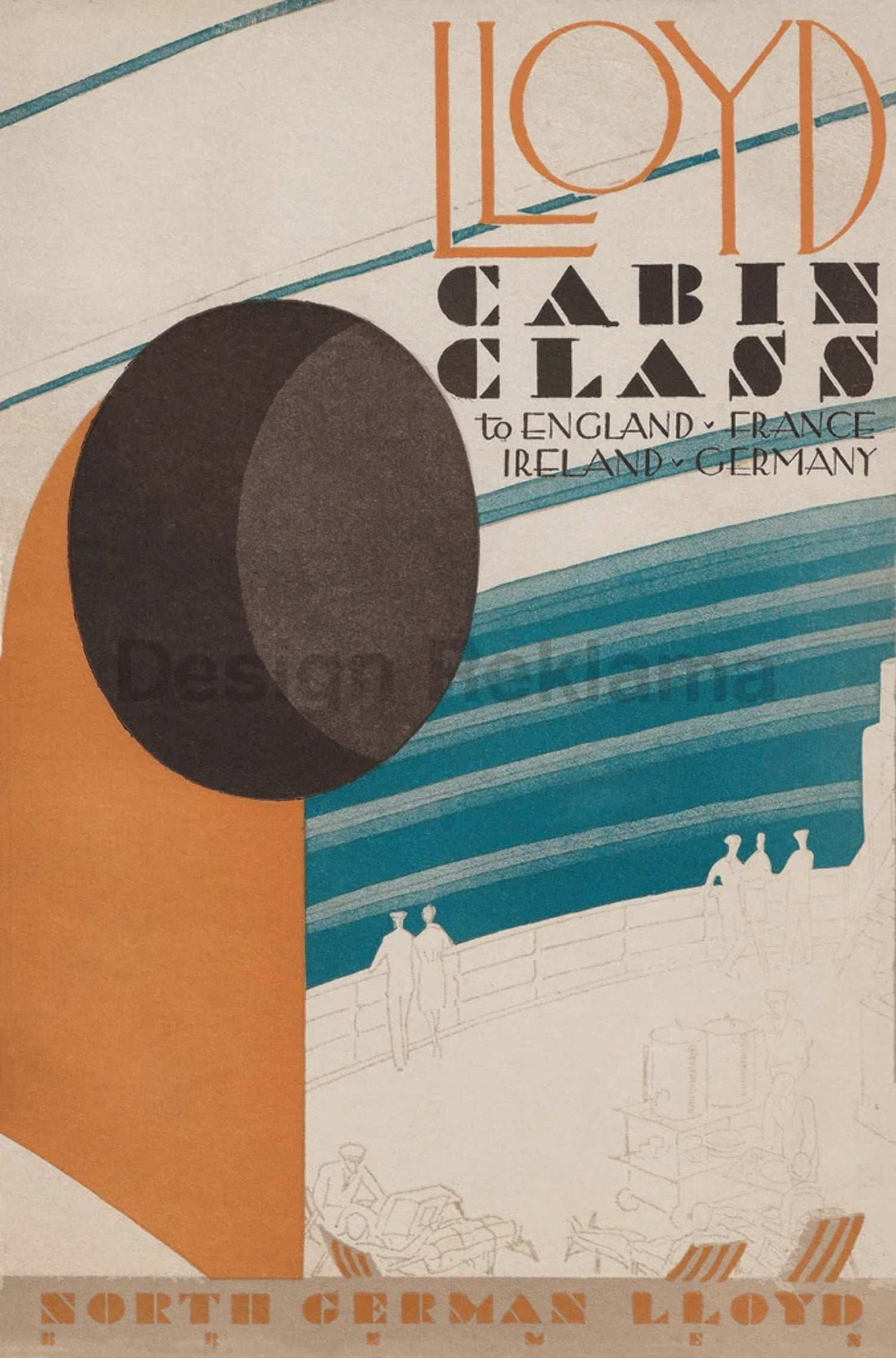 Cabin Class North German Lloyd, 1931. Framed Vintage Travel Poster ...