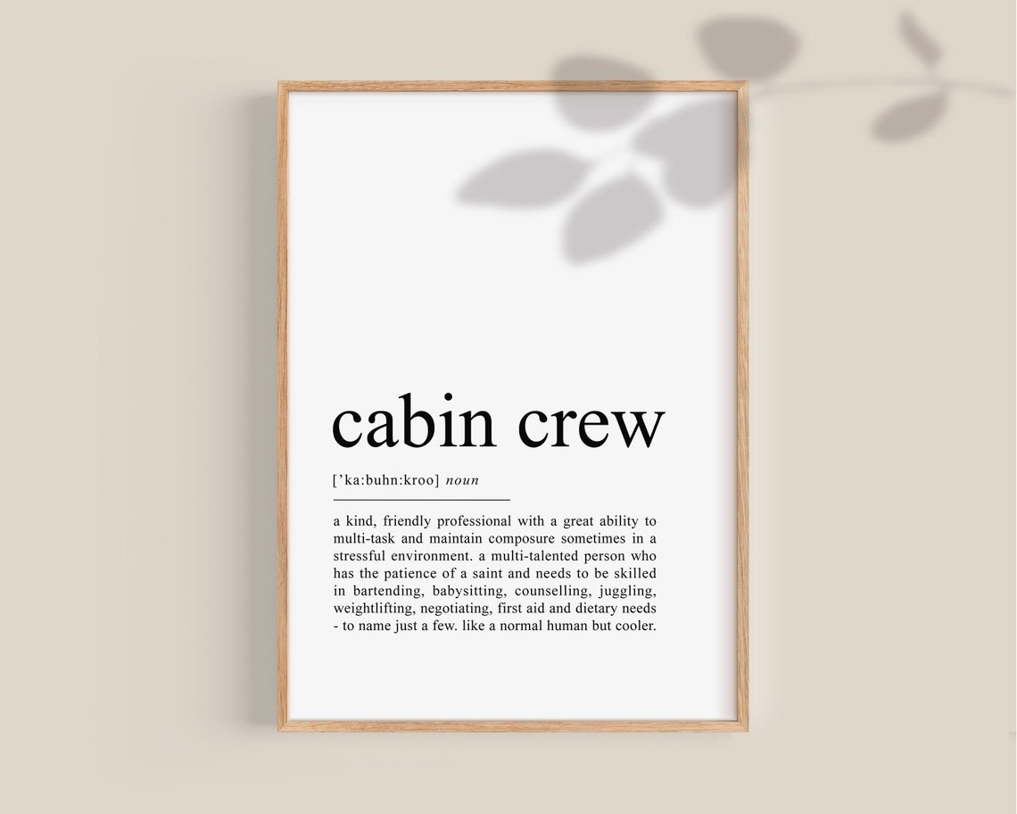 Cabin Crew Definition Poster Cabin Crew Gifts, Aircraft Attendant ...