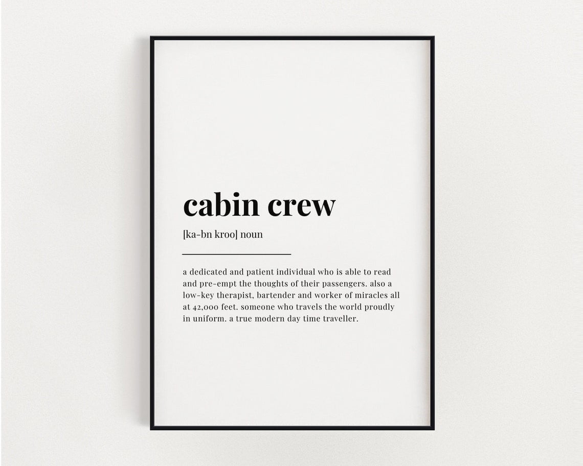 Cabin Crew Definition Print, Wall Art Print, Definition Print, Quote ...