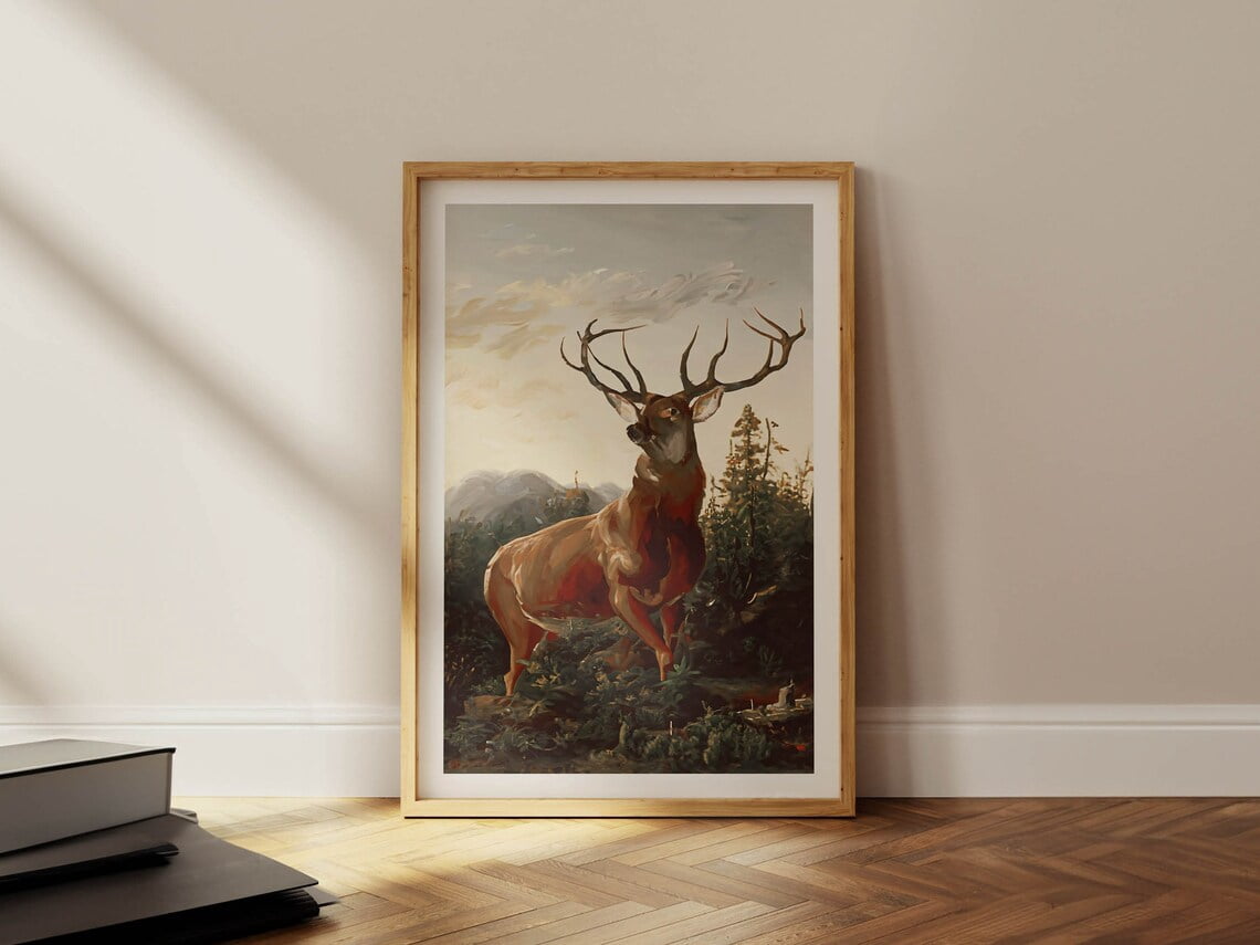 Cabin Deer Hunting Wall Art, Unframed Canvas Size 8x12 - Walmart.com