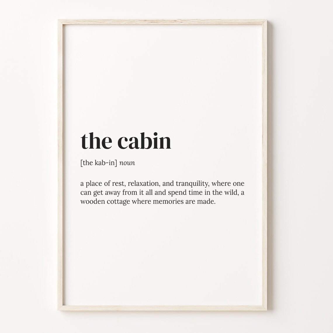 Cabin Definition Quote Dictionary Graphic Poster Unframed Paper Print ...