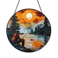Cabin Fishing Landscape Window Art – Faux Stained Glass - Walmart.com