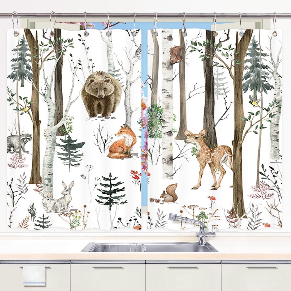 Cabin Kitchen Curtains, Country Animal Moose Forest Kitchen Curtains ...
