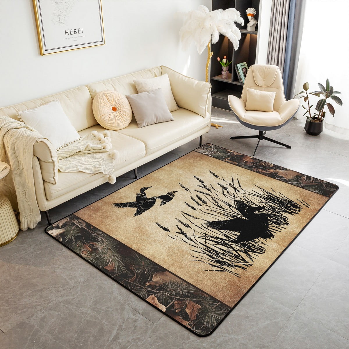 Cabin Mallard Duck Carpet,Rustic Hunting Animal Area Rug 5x7 for ...