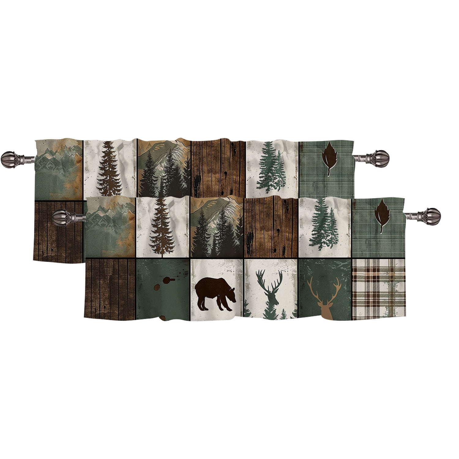 Cabin Retro Rustic Lodge Curtains Valances for Home Decor Bear Deer ...