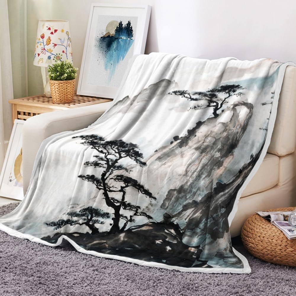 Cabin Retro Rustic Lodge Flannel Throw Blanket for Couch, Bear Deer ...