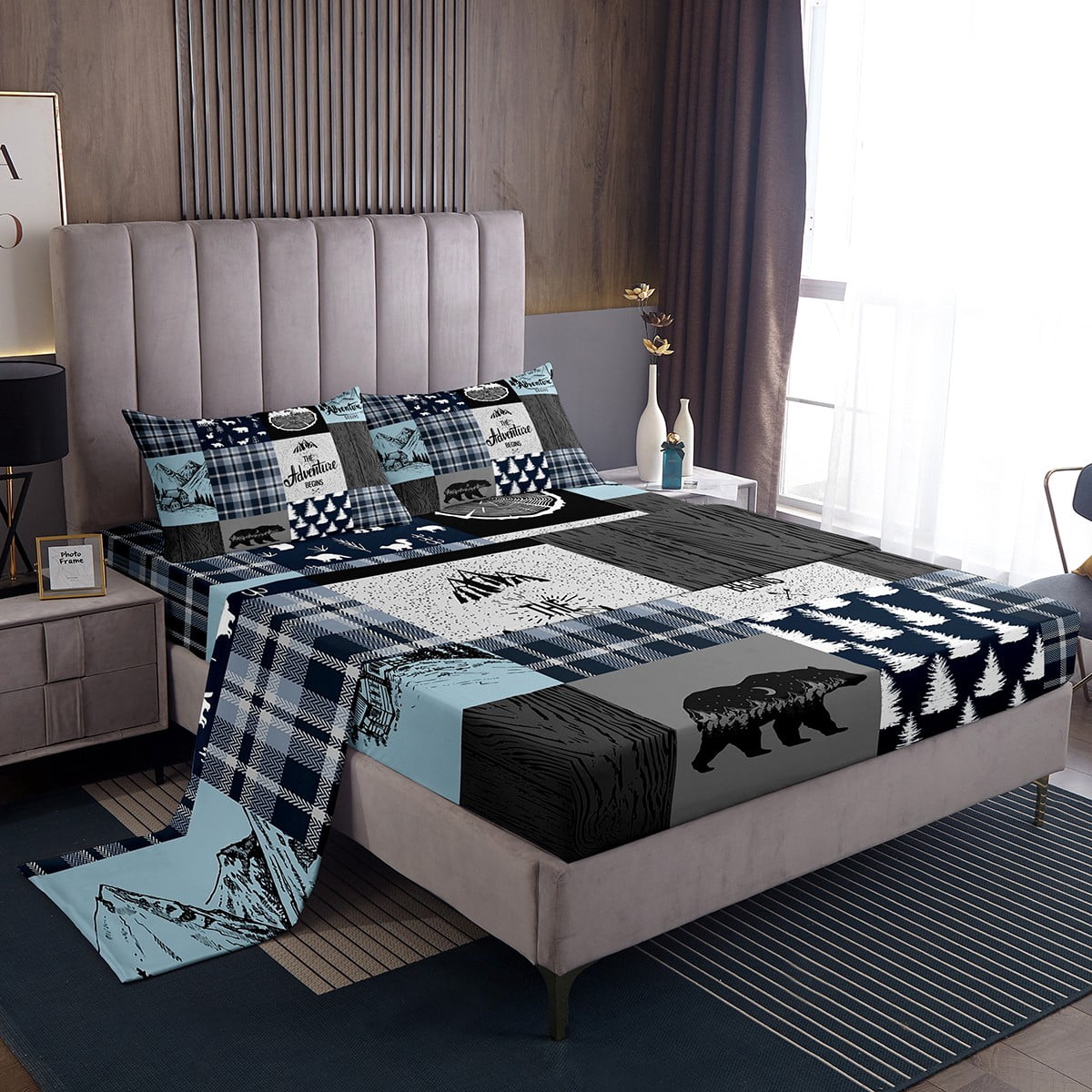 Cabin Retro Rustic Lodge Sheet Set Full, Bear Deer Country Sheets Teens ...