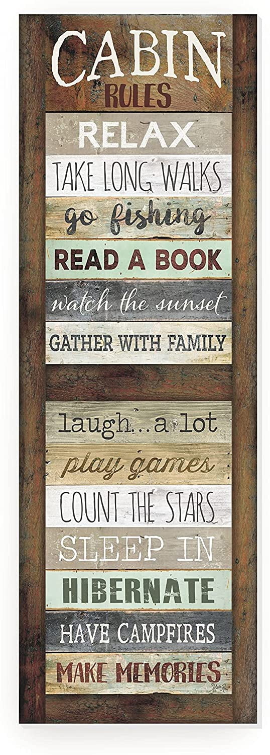 Cabin Rules Rustic Framed Wood Farmhouse Wall Sign 6x18 (Unframed ...