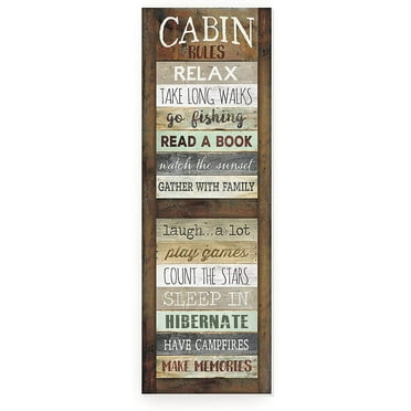 The Stupell Home Decor Outdoors Cabin Rules Wall Plaque Art - Walmart.com