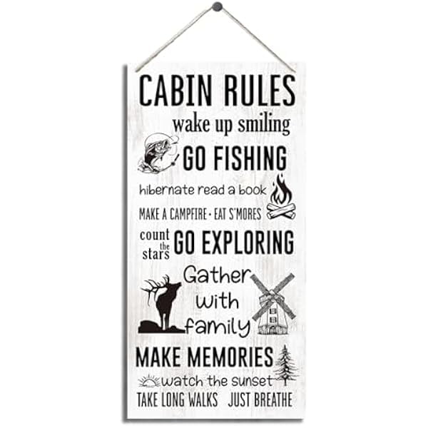 Cabin Rules Sign Lake House Decor Decorative Wood Hanging Wood Plaque ...