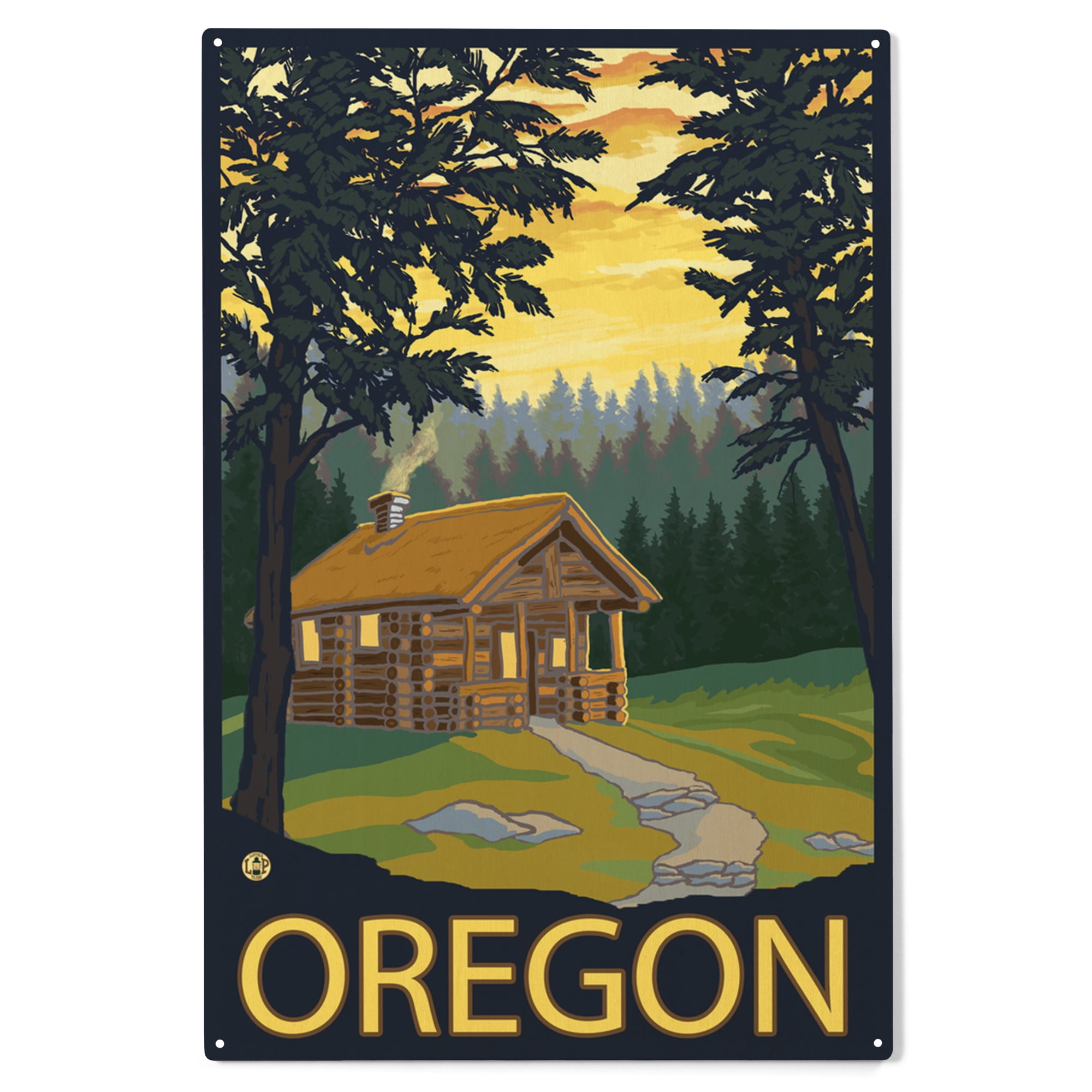 Cabin Scene, Oregon Birch Wood Wall Sign (10x15 Rustic Home Decor ...