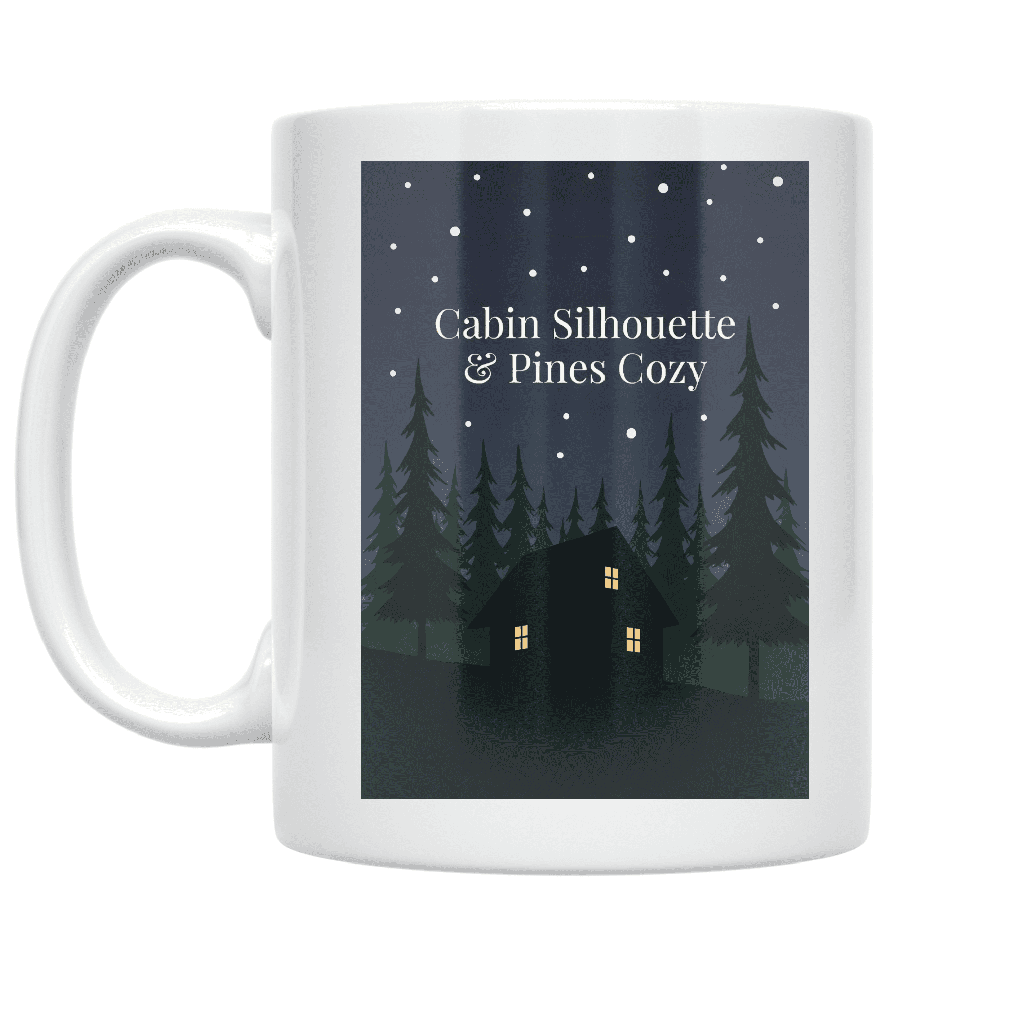 Cabin Silhouette and Pines Decor - Forest Lover - 11 oz Ceramic Coffee ...