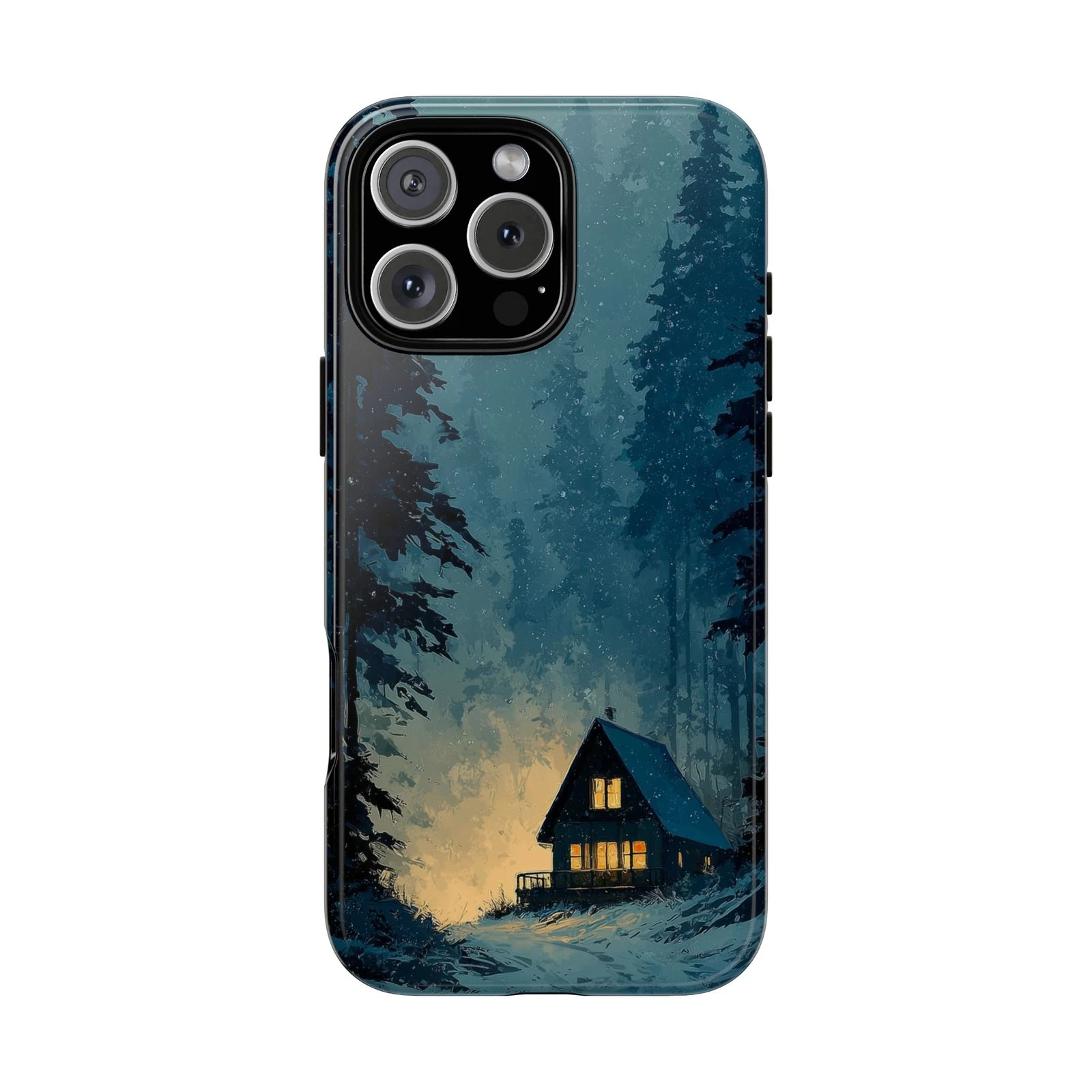 Cabin Snowstorm Forest Trees Phone Case for iPhone 11 to 16 Pro Max ...