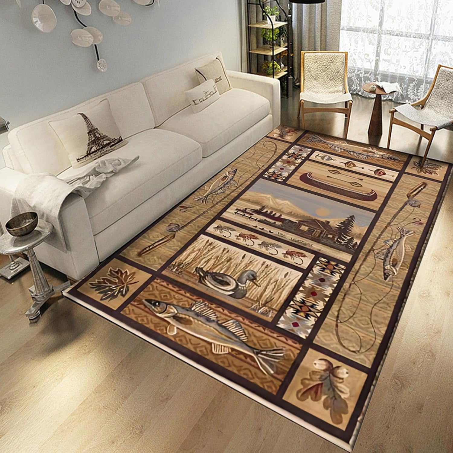 Cabin Style Area Rug, 3x4ft, Rustic Western Country Carpet, Cabin ...