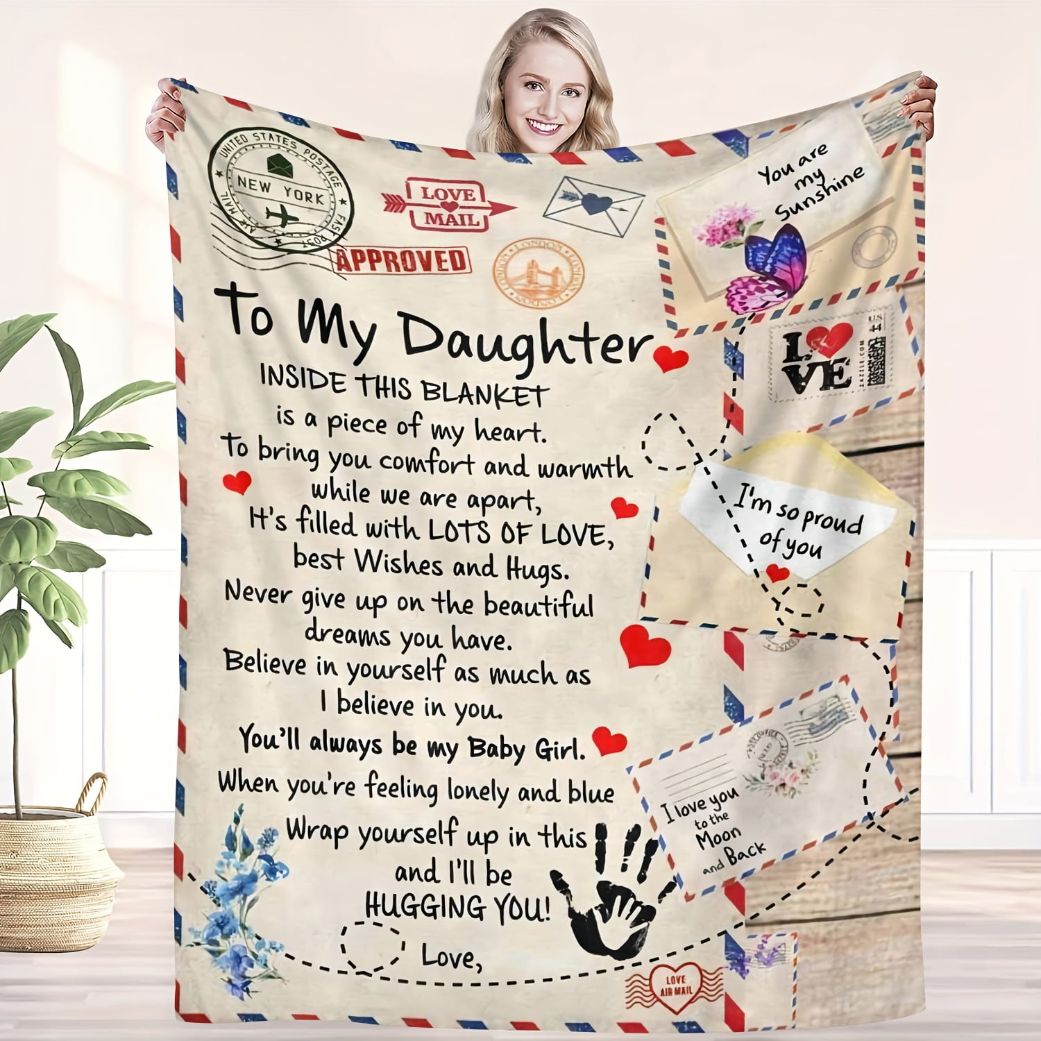 Cabin-Style Cozy Flannel 'to My Daughter' Blanket with Heartfelt ...