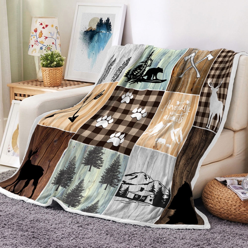 Cabin Throw Blanket, Retro Rustic Lodge Throw Flannel Blankets for ...