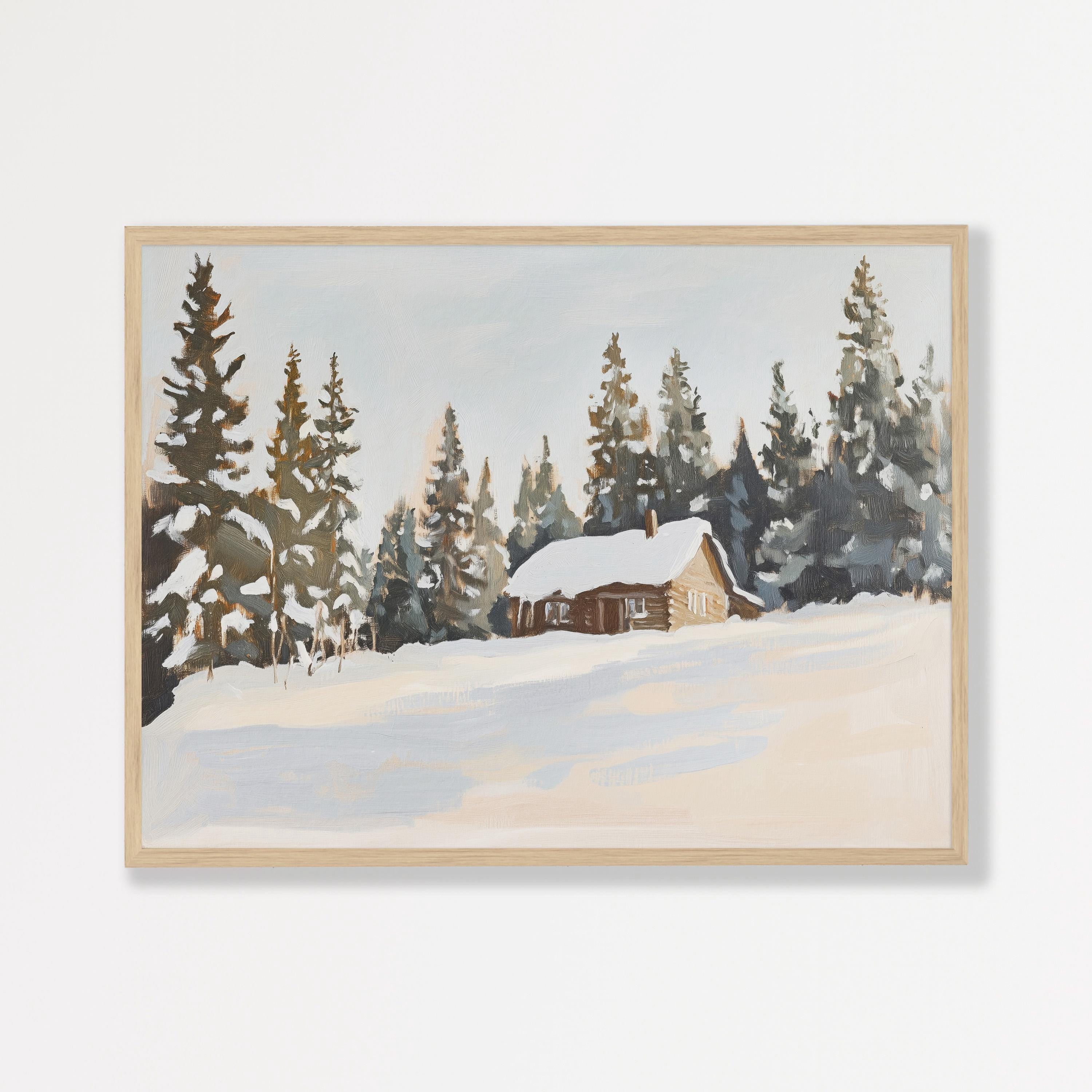 Cabin Wall Art Print Winter Scene Rustic Farmhouse Decor Home Decor ...