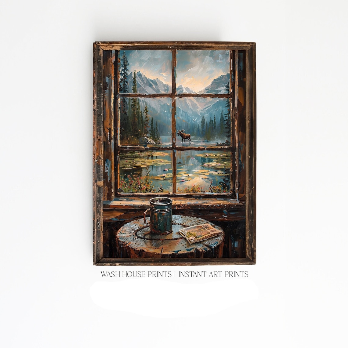 Cabin Wall Art Vintage Alaska Poster Alaska Wall Art Moose Wall Art ...